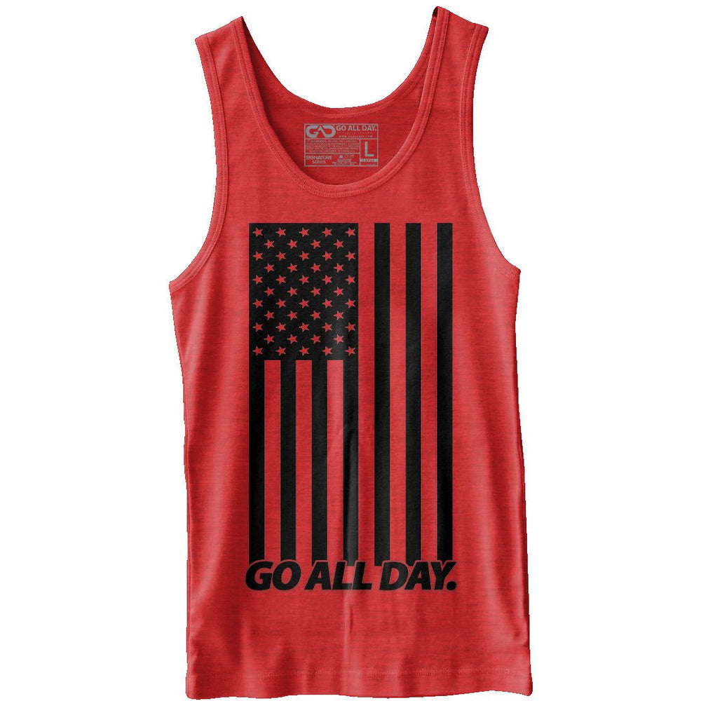 "USA FLAG" Unisex Tank (Heather Red) - GO ALL DAY® Athletic Apparel