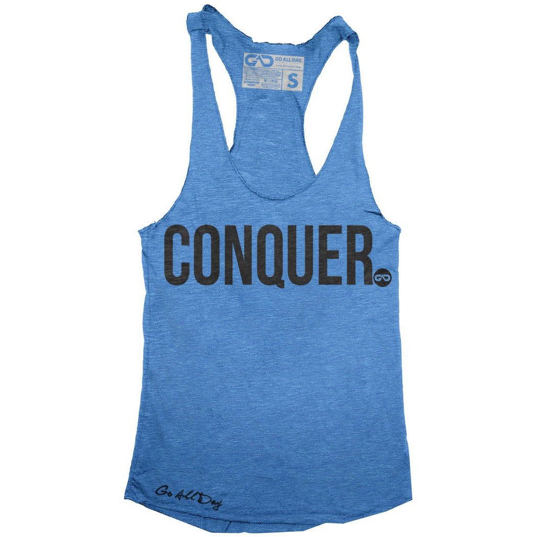 "CONQUER" Signature Series Racerback Tank (Blue) - GO ALL DAY® Athletic ...
